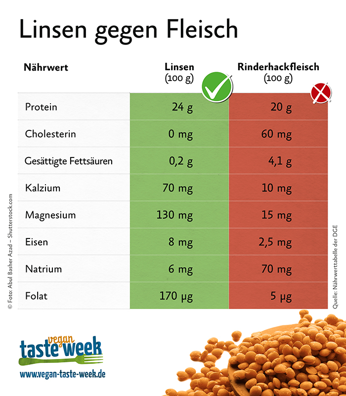 Linsen gegen Fleisch: Was ist besser? • Albert Schweitzer Stiftung